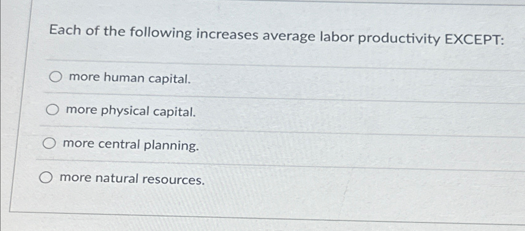 Solved Each of the following increases average labor | Chegg.com