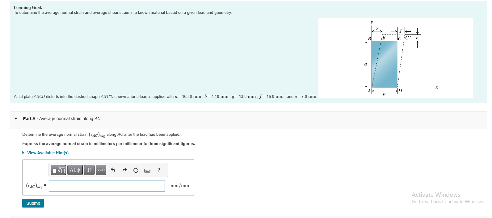 Solved Learning Goal:To ﻿determine the average normal strain | Chegg.com