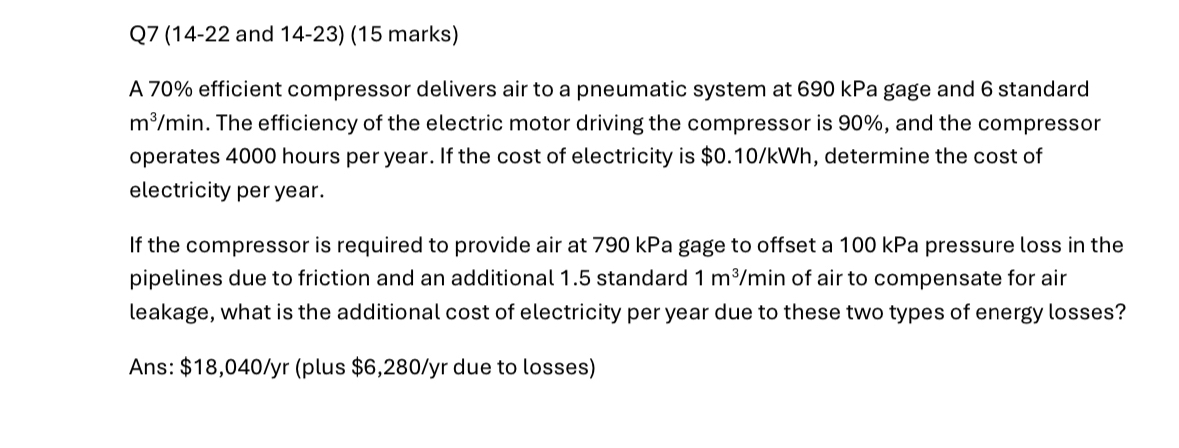 Solved Q7 (14-22 ﻿and 14-23) (15 ﻿marks)A 70% ﻿efficient | Chegg.com