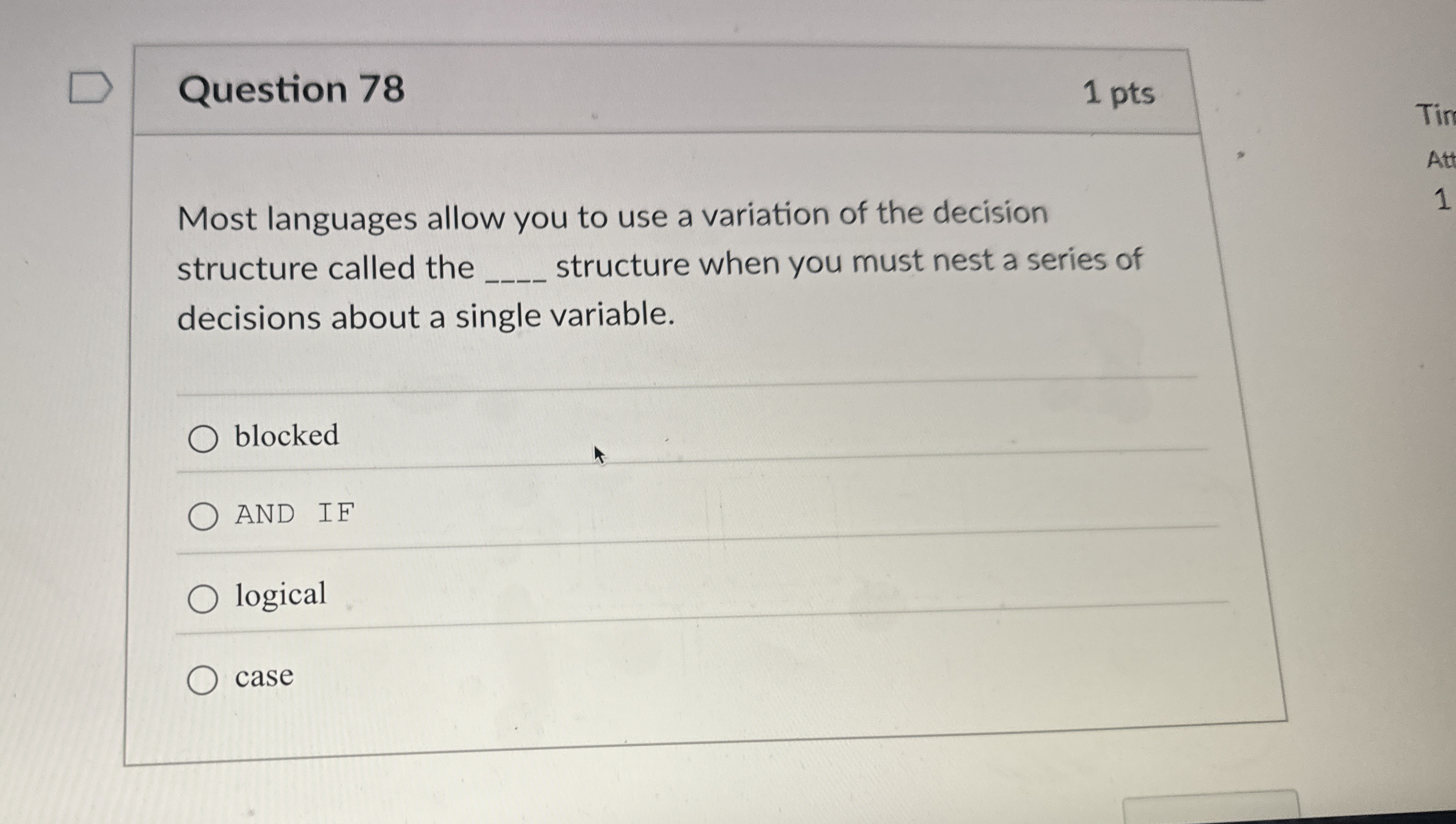 Solved Question 78Most languages allow you to use a | Chegg.com