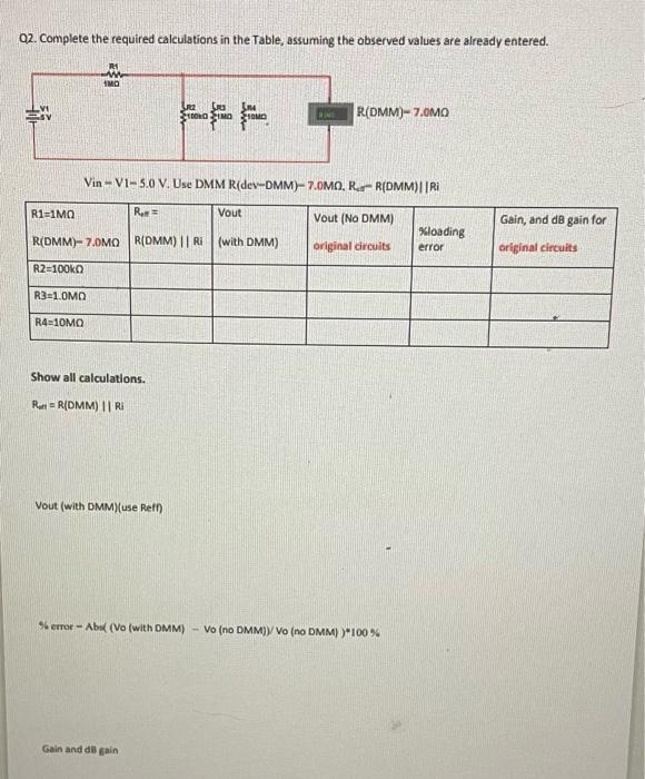 Solved Q2. Complete the required calculations in the Table, | Chegg.com