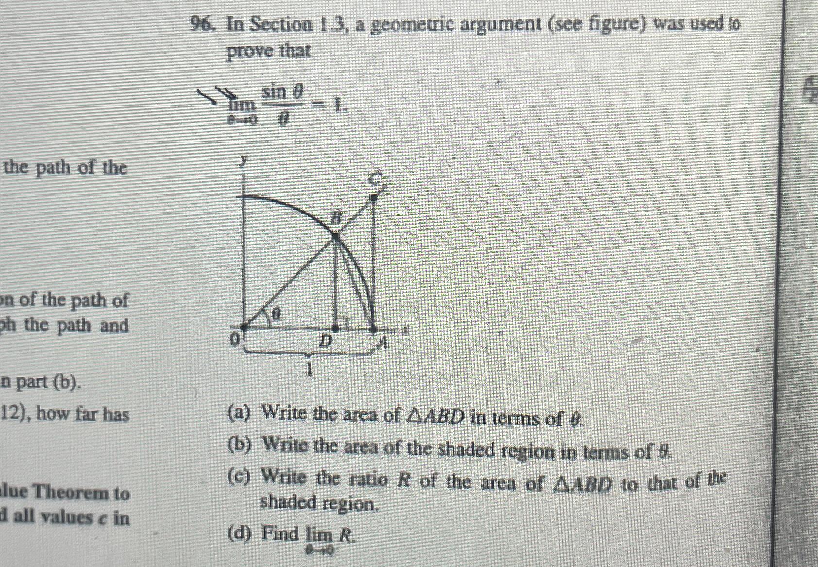 In Section 1.3, ﻿a geometric argument (see figure) | Chegg.com