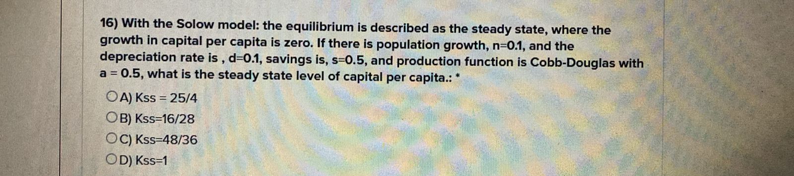 Solved With the Solow model: the equilibrium is described as | Chegg.com
