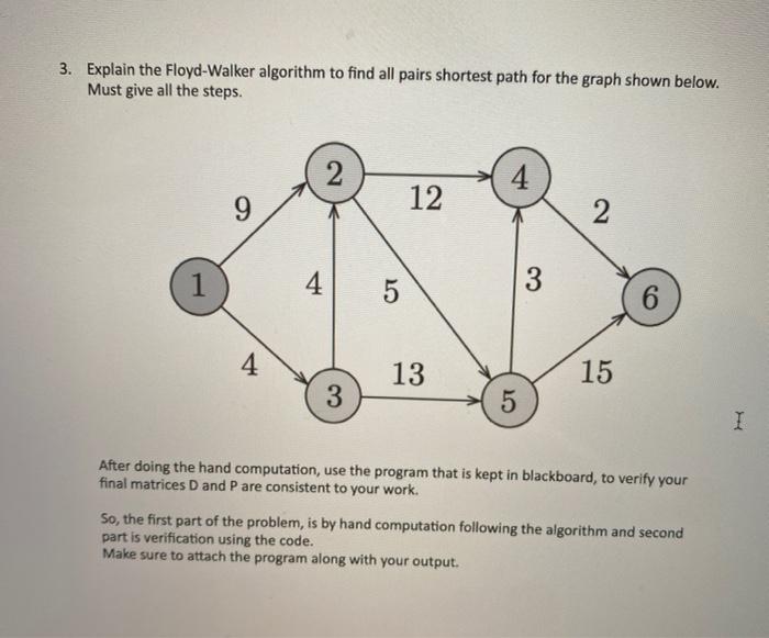 3. Explain the Floyd-Walker algorithm to find all | Chegg.com