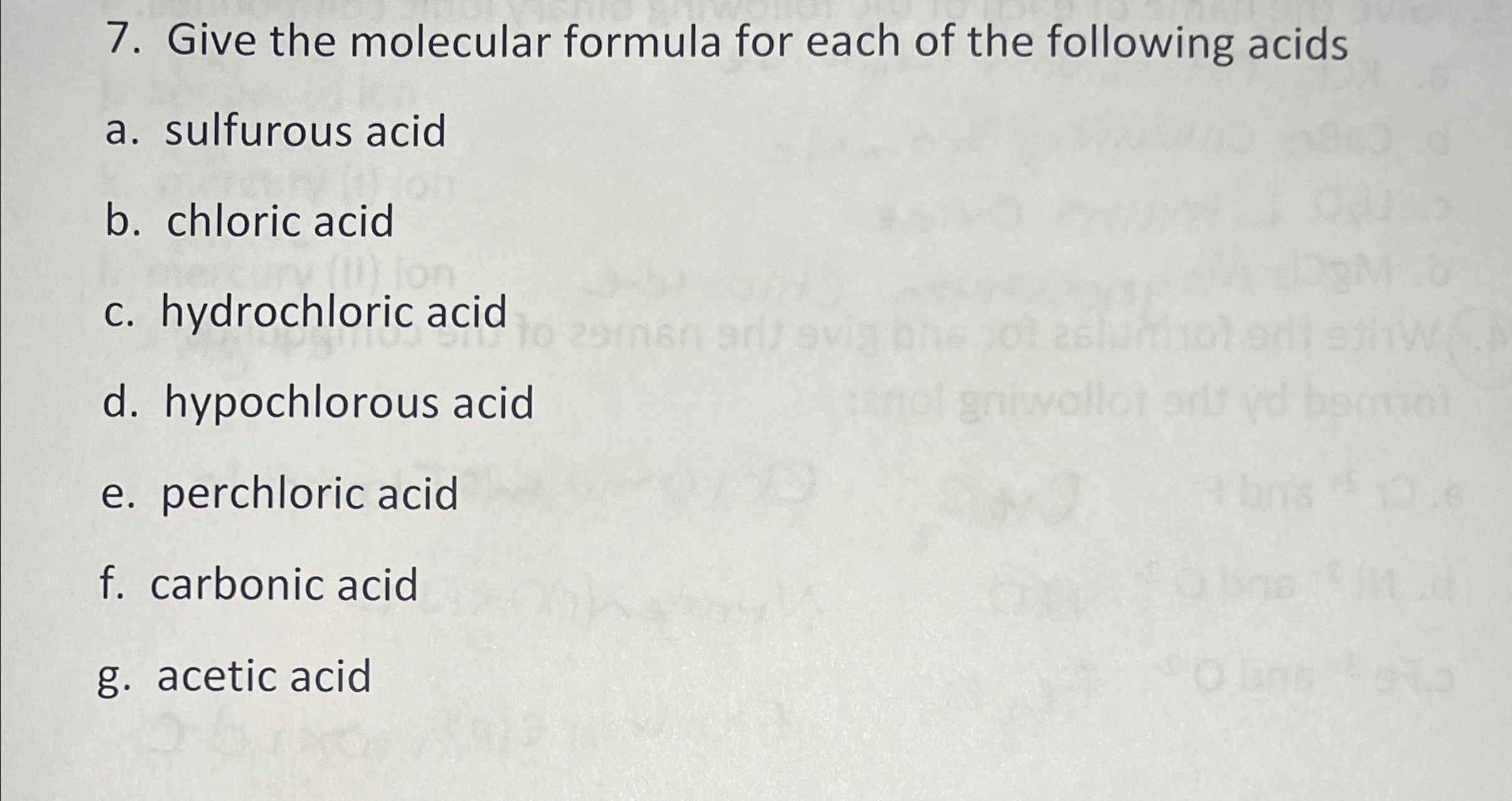Solved Give the molecular formula for each of the following | Chegg.com