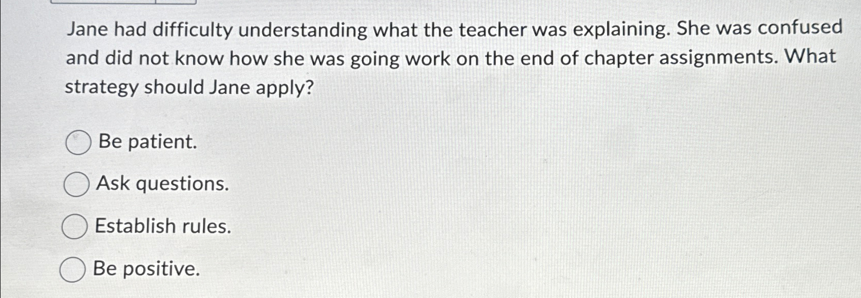 Solved Jane had difficulty understanding what the teacher | Chegg.com