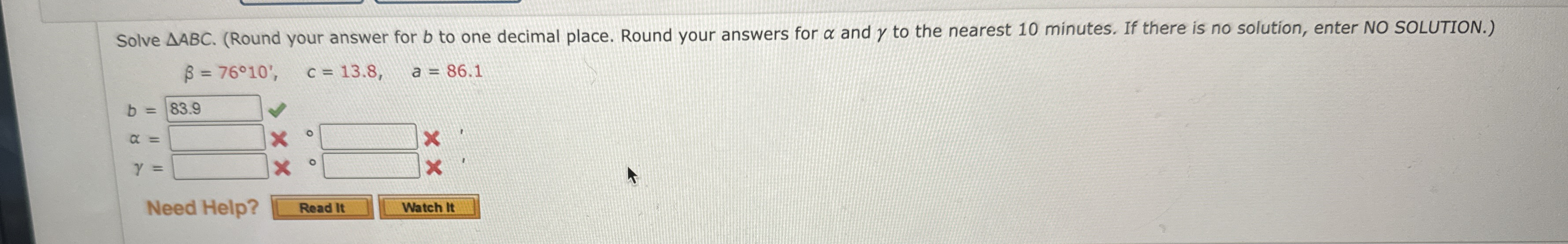 Solved Solve ????ABC. (Round your answer for b ﻿to one | Chegg.com