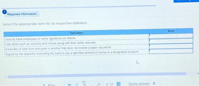 Solved Required information Select the appropriate term for | Chegg.com