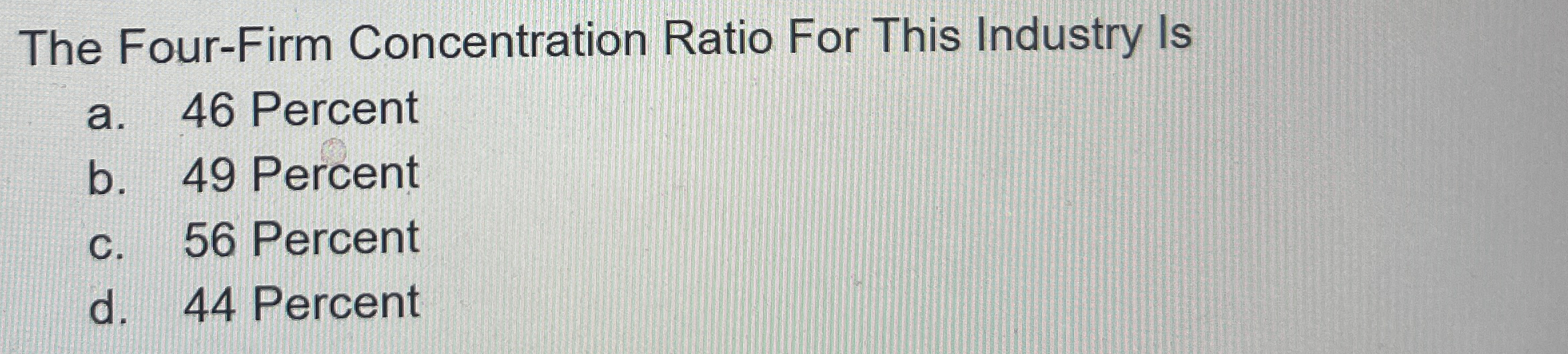 Solved The Four-Firm Concentration Ratio For This Industry | Chegg.com