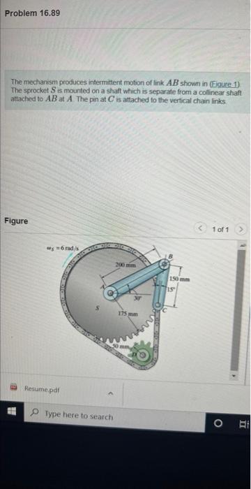 Solved The mechanism produces intermittent motion of link AB | Chegg.com