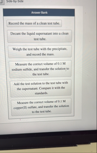 Solved Side-by-SideAnswer BankRecord the mass of a clean | Chegg.com