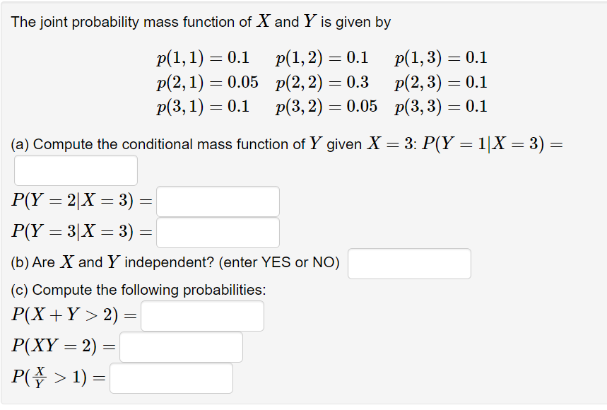 Solved The joint probability mass function of x ﻿and Y ﻿is | Chegg.com