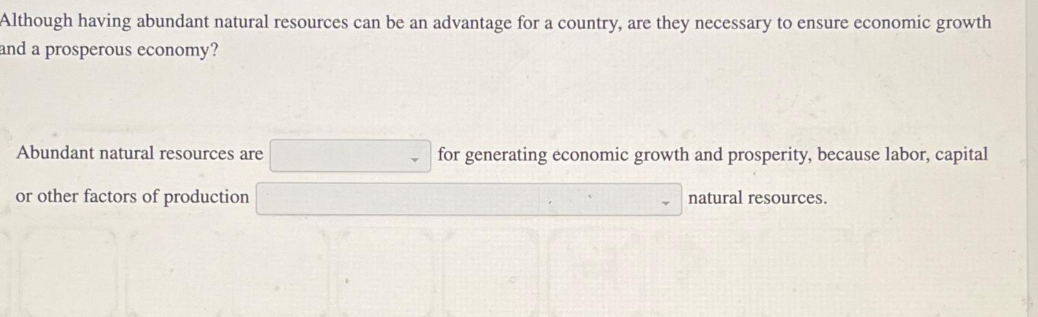 Solved Although having abundant natural resources can be an | Chegg.com