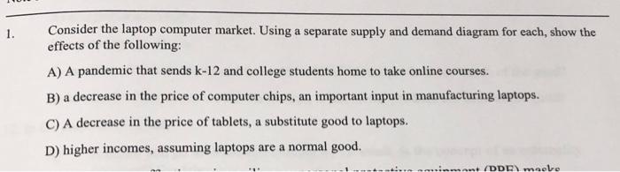 Solved 1. Consider the laptop computer market. Using a | Chegg.com