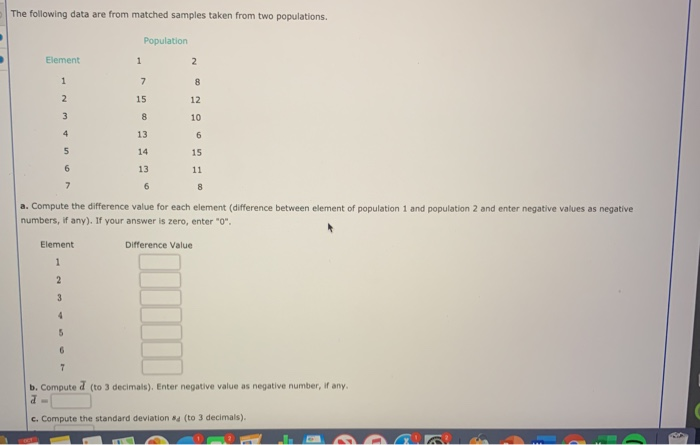 Solved The following data are from matched samples taken | Chegg.com