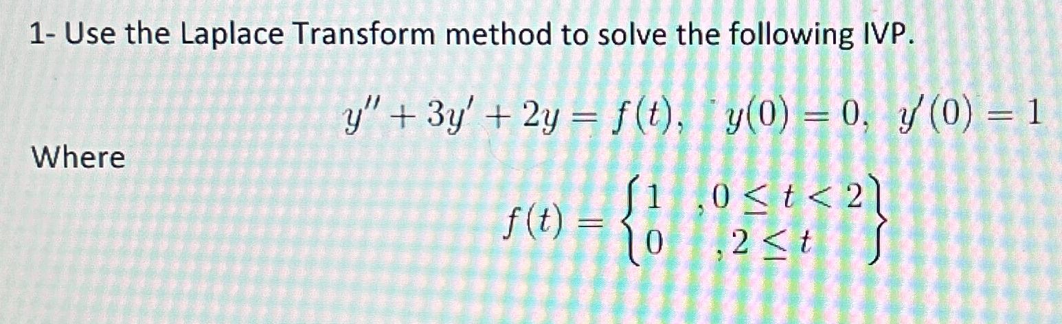 Solved 1- ﻿Use the Laplace Transform method to solve the | Chegg.com
