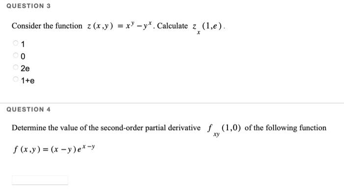 Solved Consider the function z(x,y)=xy−yx. Calculate | Chegg.com