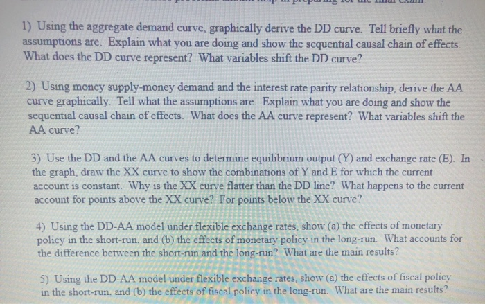 1) Using the aggregate demand curve, graphically | Chegg.com
