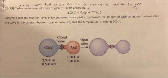 Solved 20.13) Carbon monoxide, CO, and oxygen, O2 react | Chegg.com
