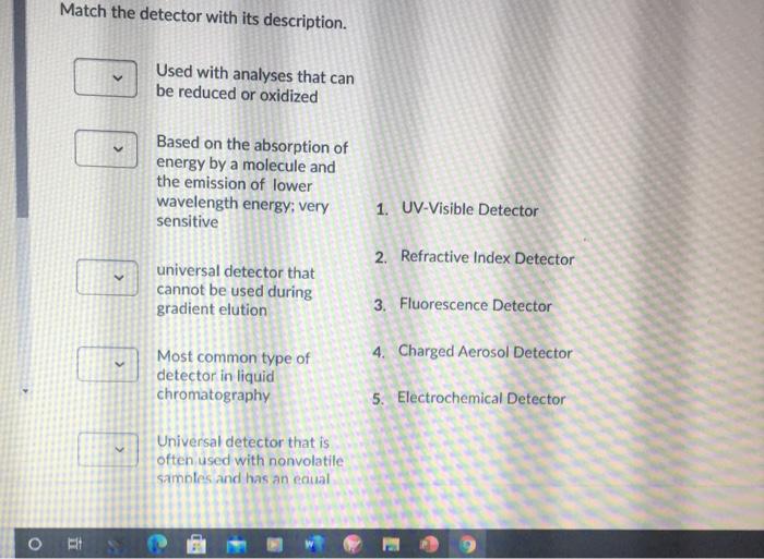 Solved Match the detector with its description. Used with | Chegg.com