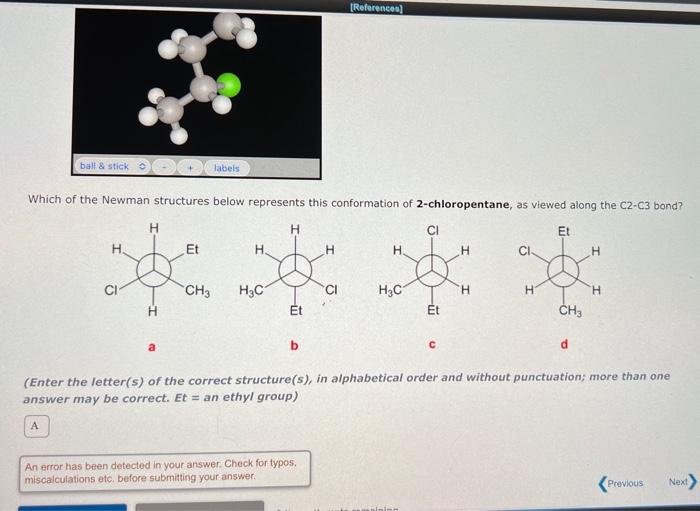 Solved Which of the Newman structures below represents this | Chegg.com