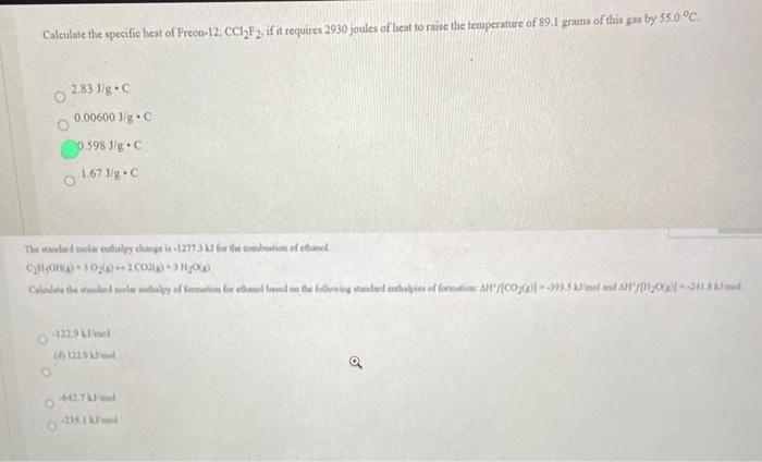 Solved Calculate the specific heat of Freon-12. CC12F2, if | Chegg.com