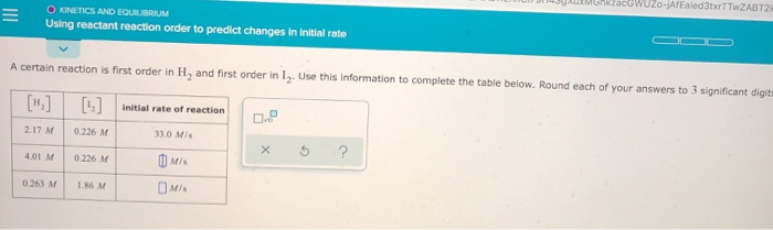 Solved O KINETICS AND EQUILIBRIUM Using reactant reaction | Chegg.com