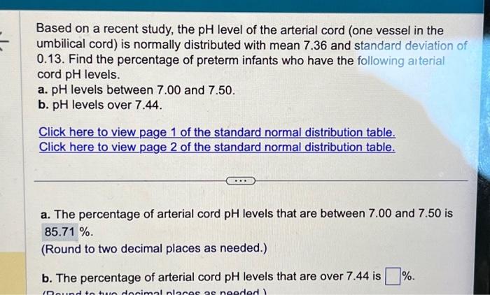 Solved Based on a recent study, the pH level of the arterial | Chegg.com