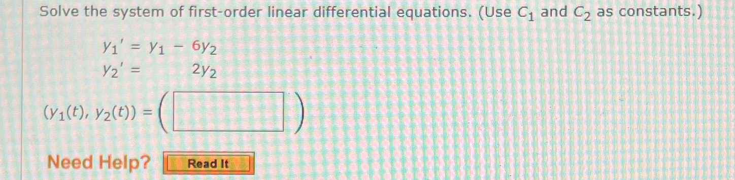 Solved Solve the system of first-order linear differential | Chegg.com