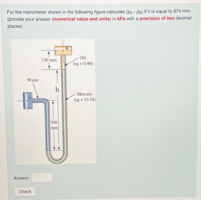 Solved For the compound manometer shown in the following | Chegg.com