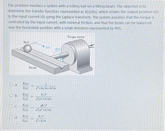 The problem involves a system with a rolling ball on | Chegg.com