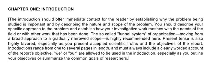 Solved CHAPTER ONE: INTRODUCTION [The introduction should | Chegg.com