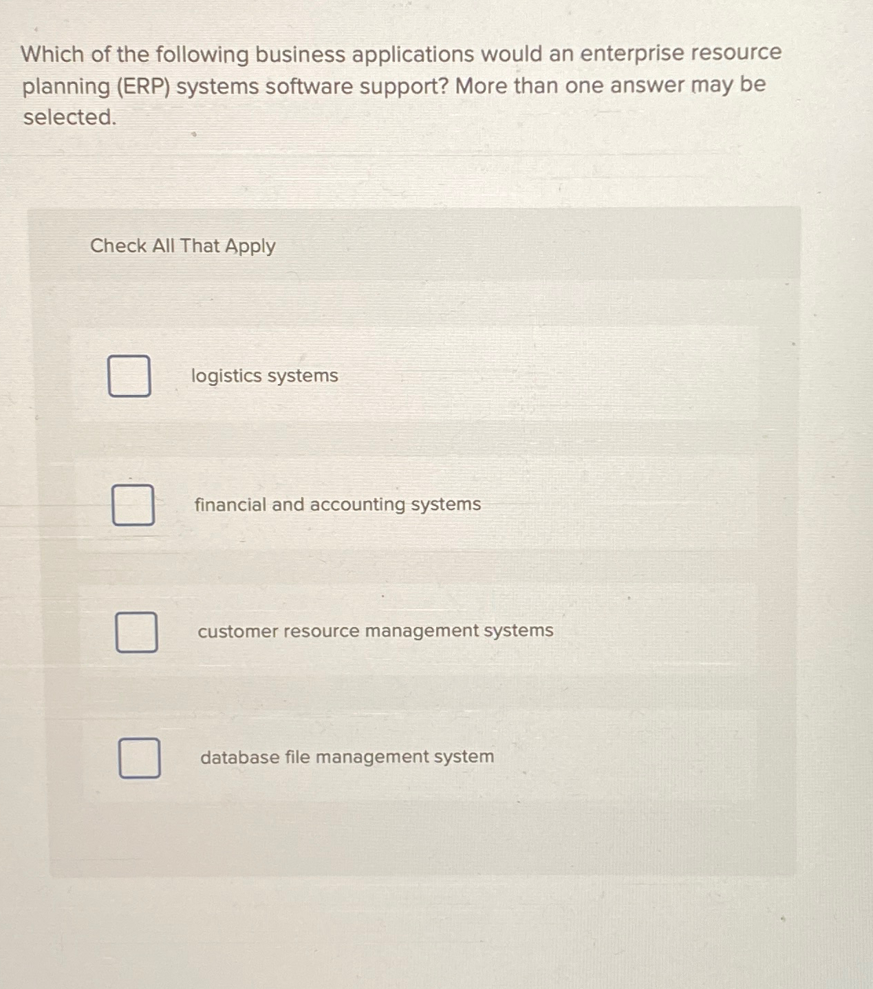 Solved Which of the following business applications would an | Chegg.com