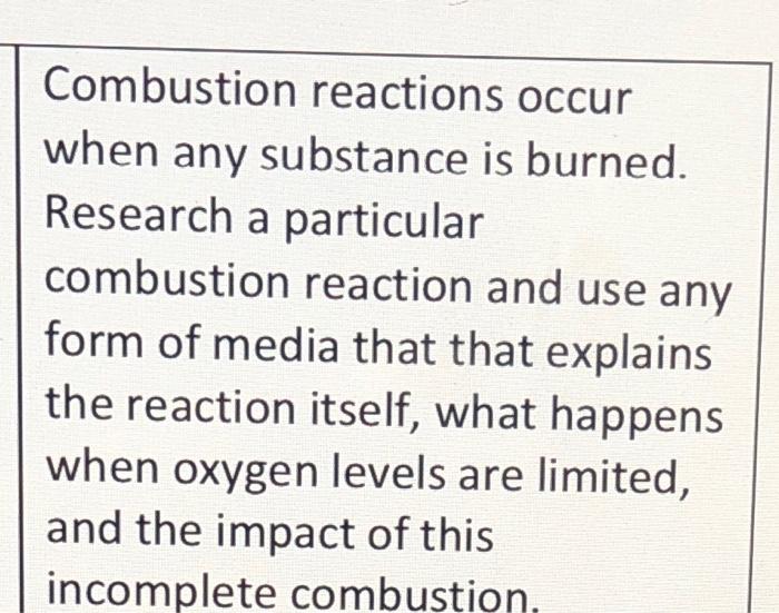 Solved Combustion reactions occur when any substance is | Chegg.com
