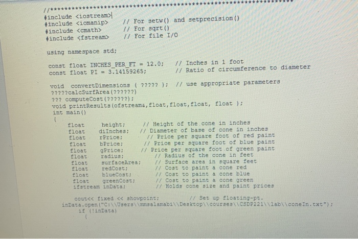 Solved Modify the previous cone program (lab 5) that | Chegg.com