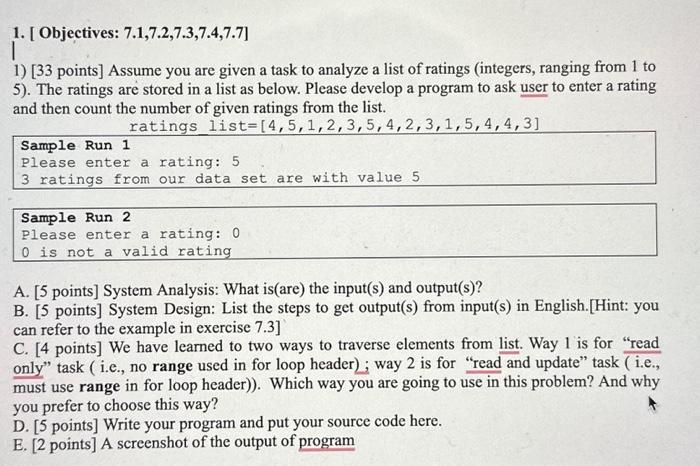 Solved 1) [33 points] Assume you are given a task to analyze | Chegg.com
