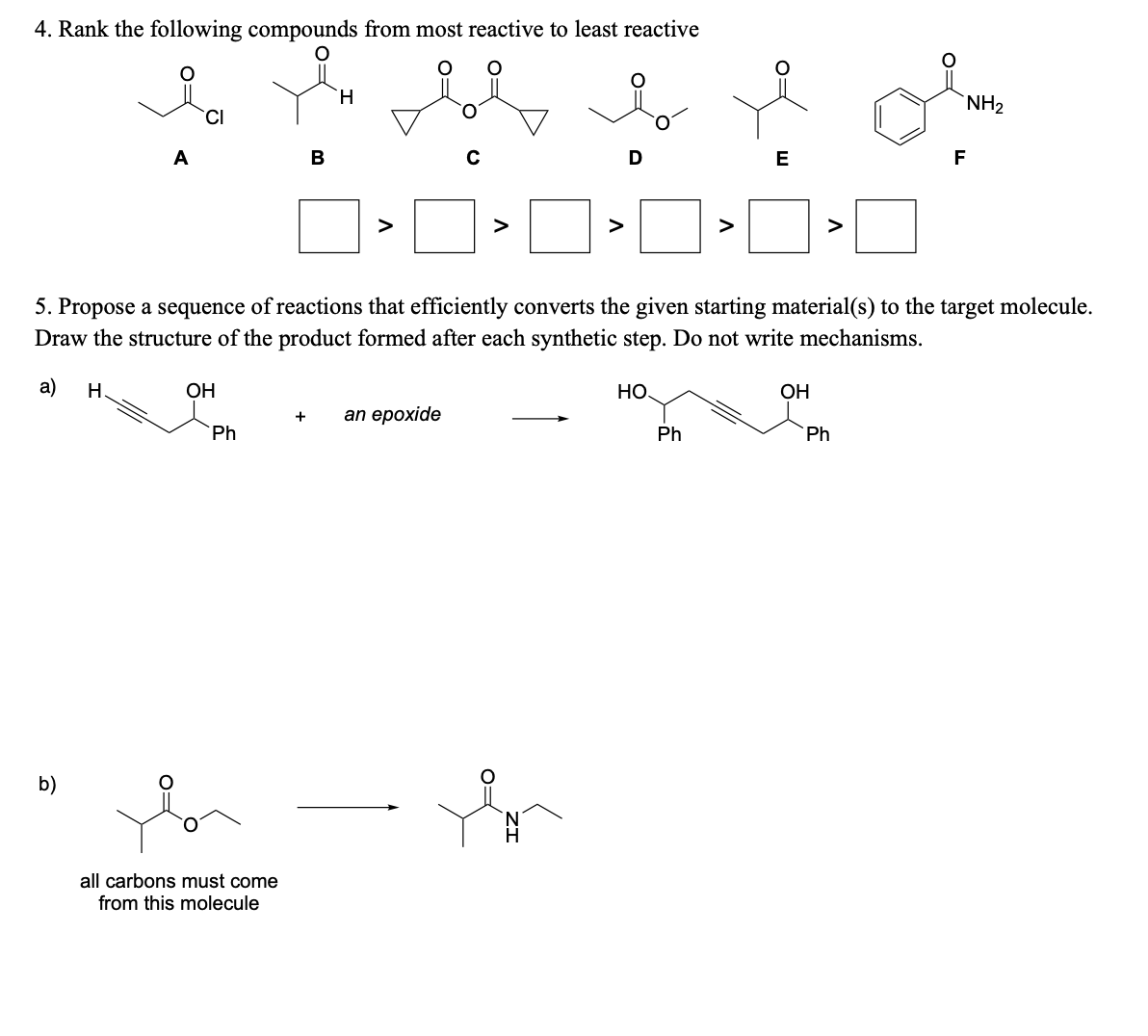Solved Rank the following compounds from most reactive to | Chegg.com