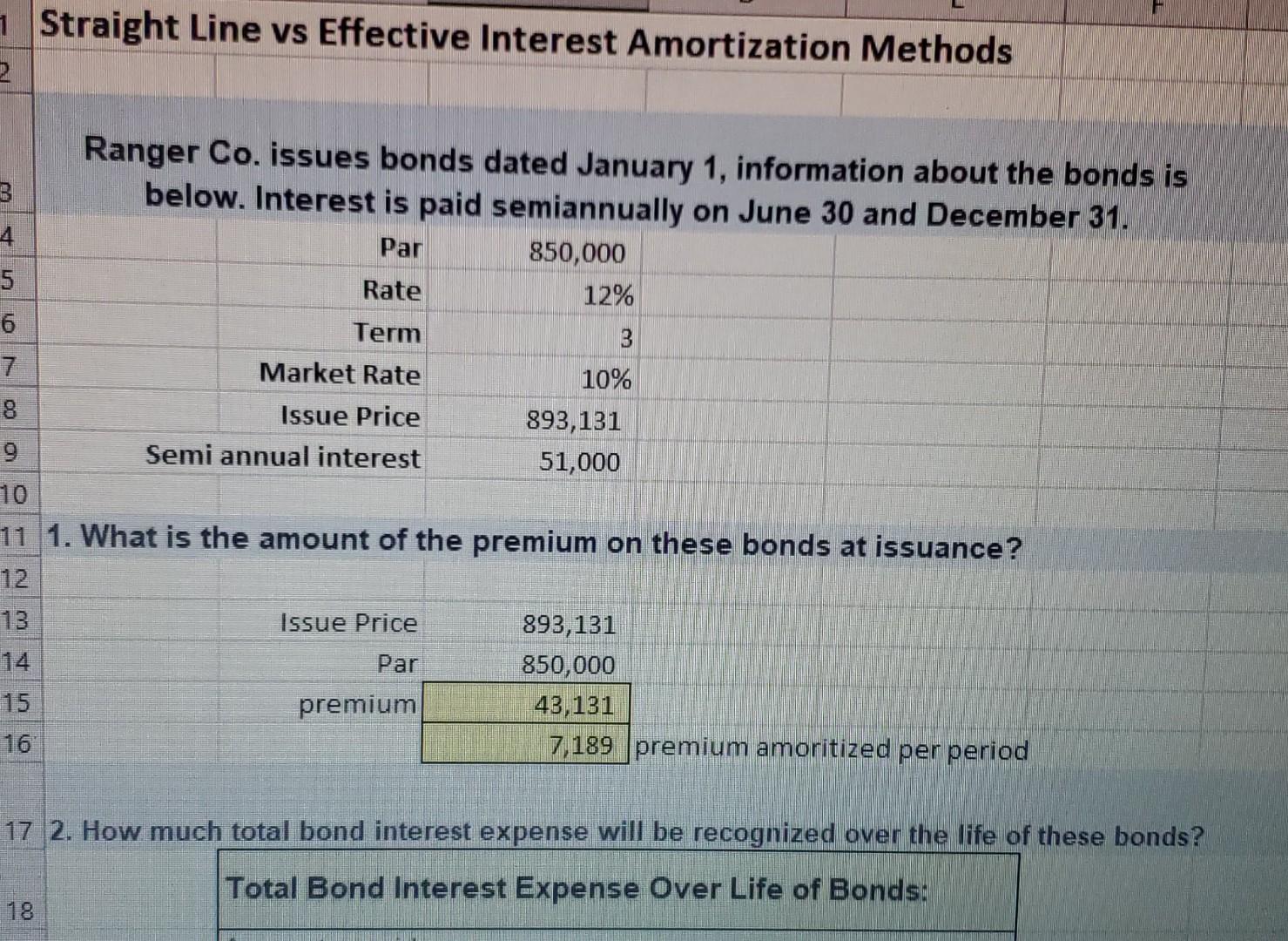 Solved 1 Straight Line vs Effective Interest Amortization | Chegg.com