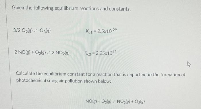 Solved Given the following equilibrium reactions and | Chegg.com