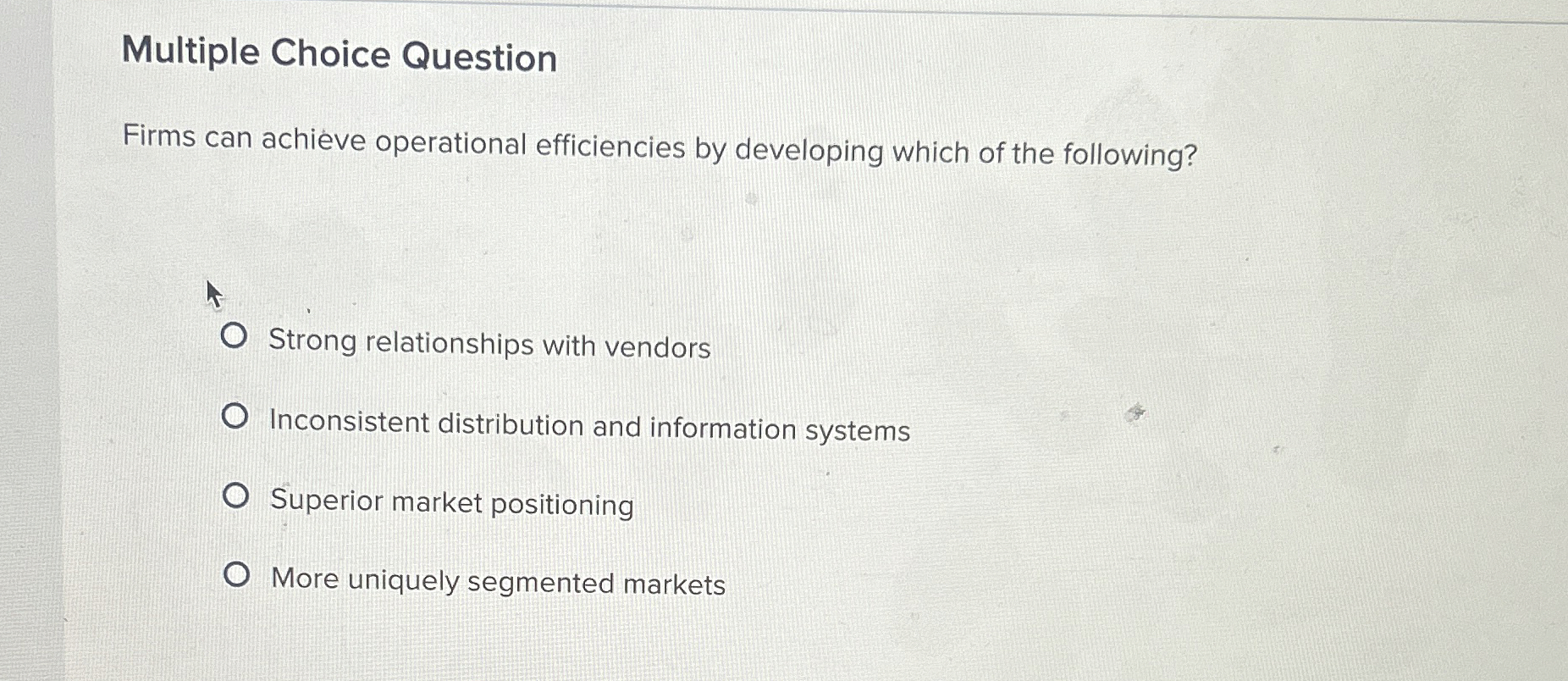 Solved Multiple Choice QuestionFirms can achieve operational | Chegg.com