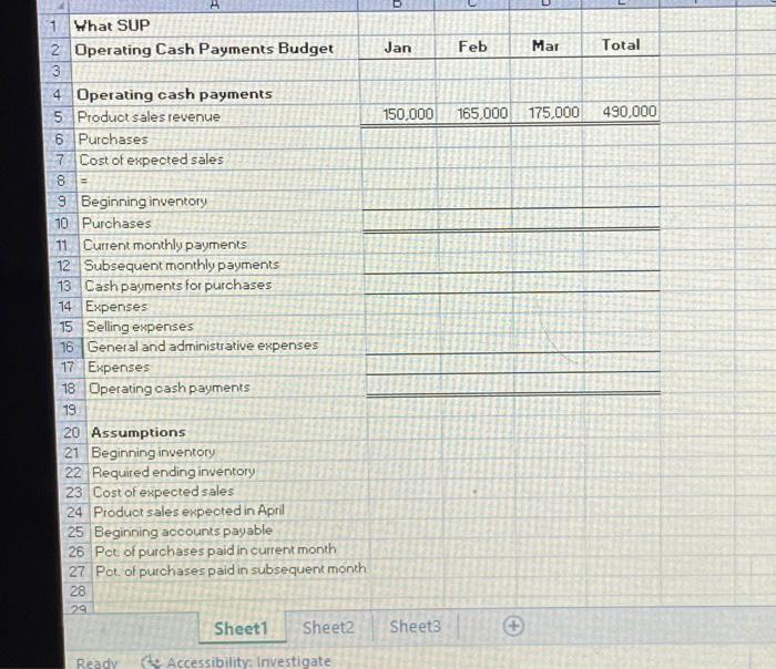 Solved I need an exel sheet example for the cash payments | Chegg.com