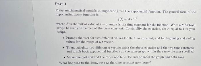 Solved Part 1 Many mathematical models in engineering use | Chegg.com