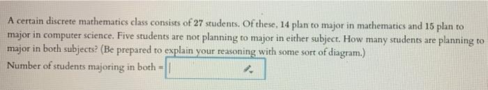 Solved A certain discrete mathematics class consists of 27 | Chegg.com