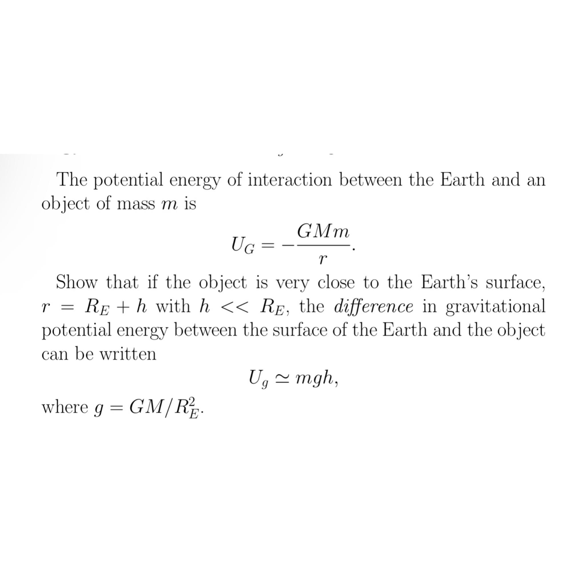 Solved The potential energy of interaction between the Earth | Chegg.com