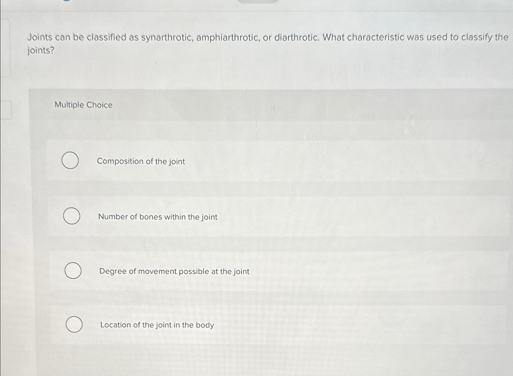 Solved Joints can be classified as synarthrotic, | Chegg.com Solved Joints can be classified as synarthrotic, | Chegg.com