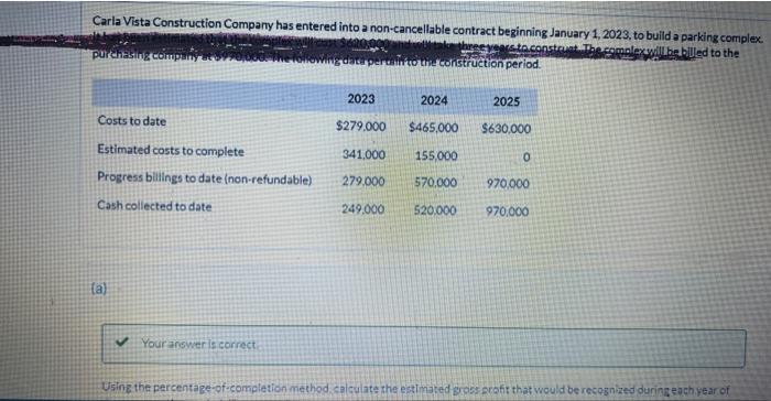 Carla Vista Construction Company has entered into a | Chegg.com