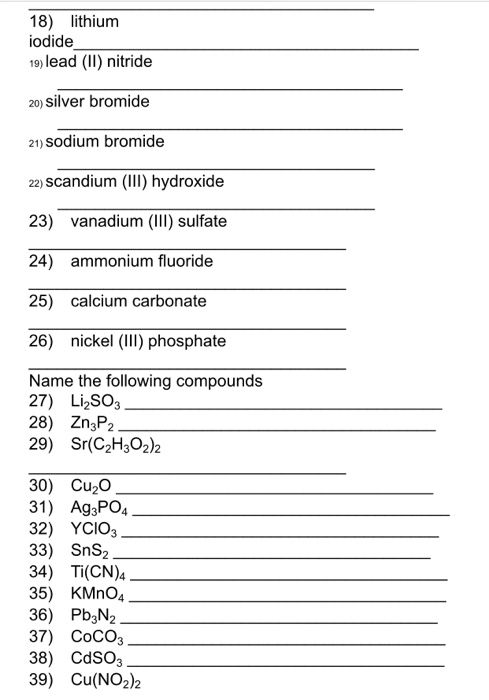 Solved Name the following compounds: 1) NH4CI 2) Fe(NO3)3 3) | Chegg.com