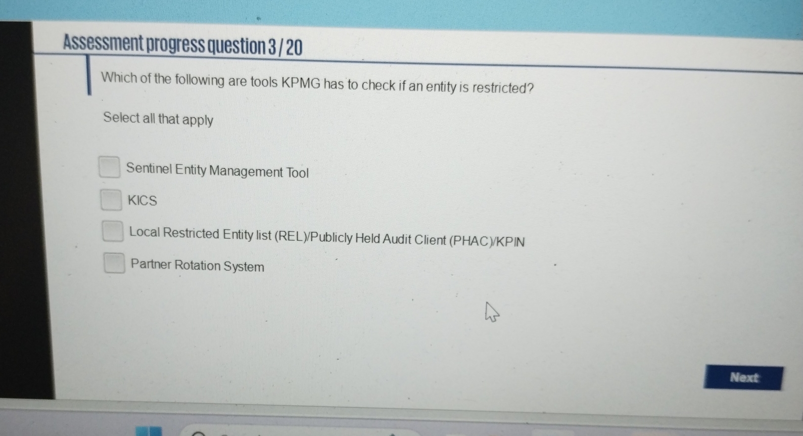 Solved Assessmentprogressquestion3/20Which of the following | Chegg.com