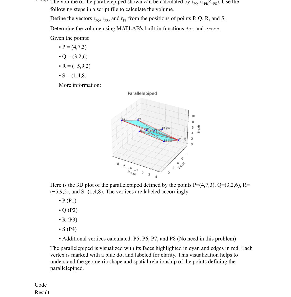 Solved The volume of the parallelepiped shown can be | Chegg.com