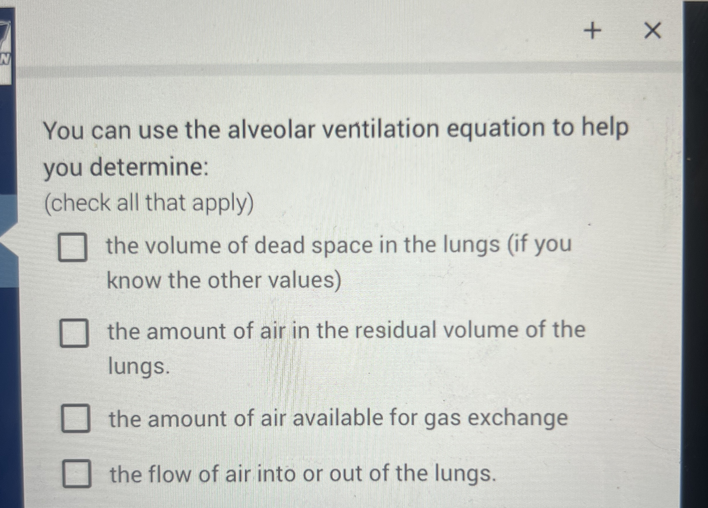 Solved You can use the alveolar ventilation equation to help | Chegg.com